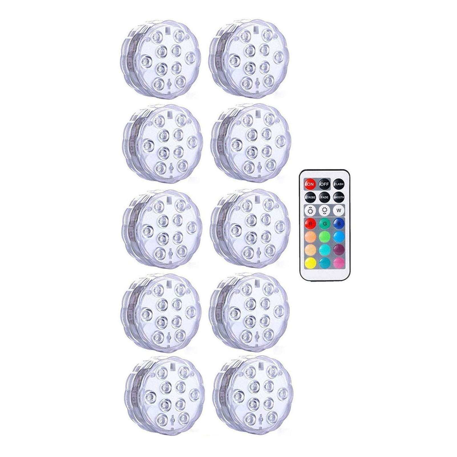 10leds RGB Submersible Light Underwater LED Night Light Swimming Pool Light For Outdoor Vase ...