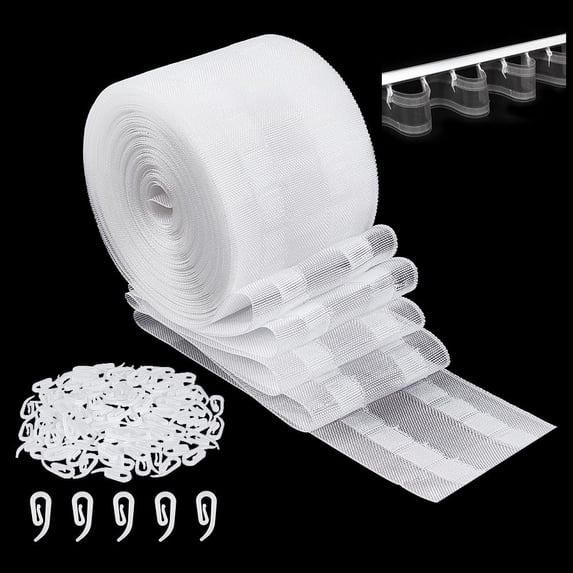 10m/10.94 Yards Curtain Pleat Tape 2.8 Inch Transparent Wave Nylon ...