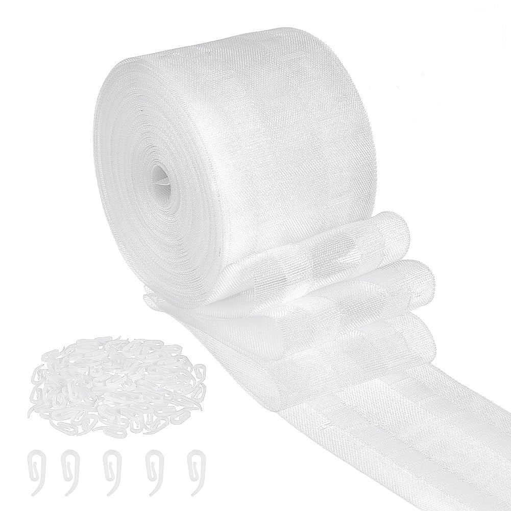 10m/10.94 Yards Curtain Pleat Tape 2.8 Inch Transparent Wave Nylon ...