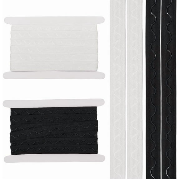 10m 2 Colors Silicone Non-Slip Elastic Band 20mm Wide Black White ...