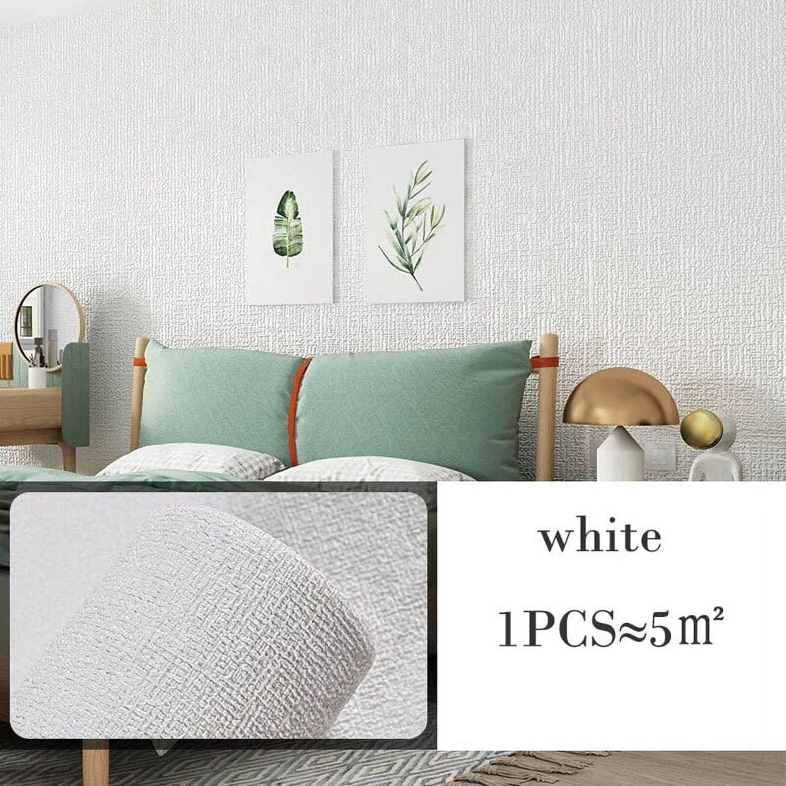 10m 3D Thicken self-adhesive thermal insulation wallpaper linen plain ...