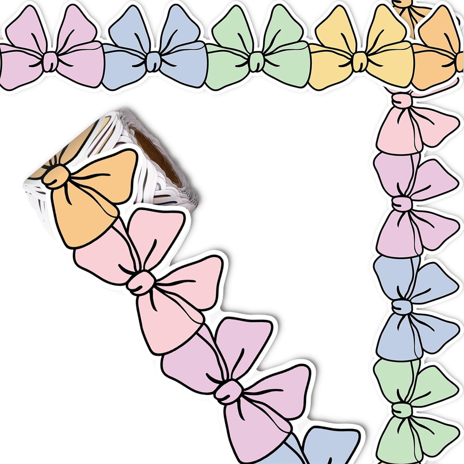 10m Colorful Bows Border Trim Self-Adhesive Bulletin Board Decoration ...