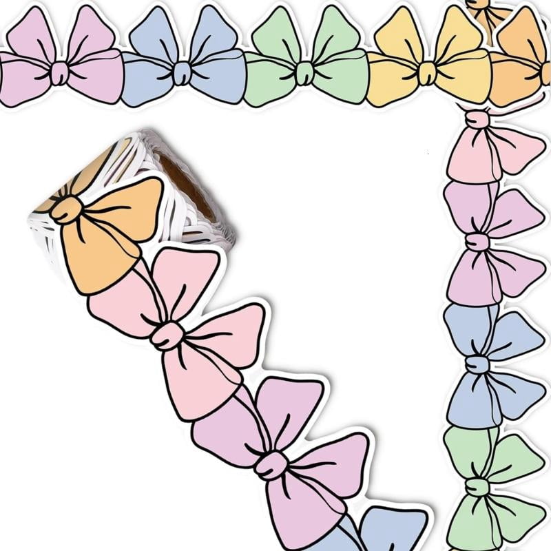 10m Colorful Bows Bulletin Border Trim Adhesive Bulletin Board Borders ...