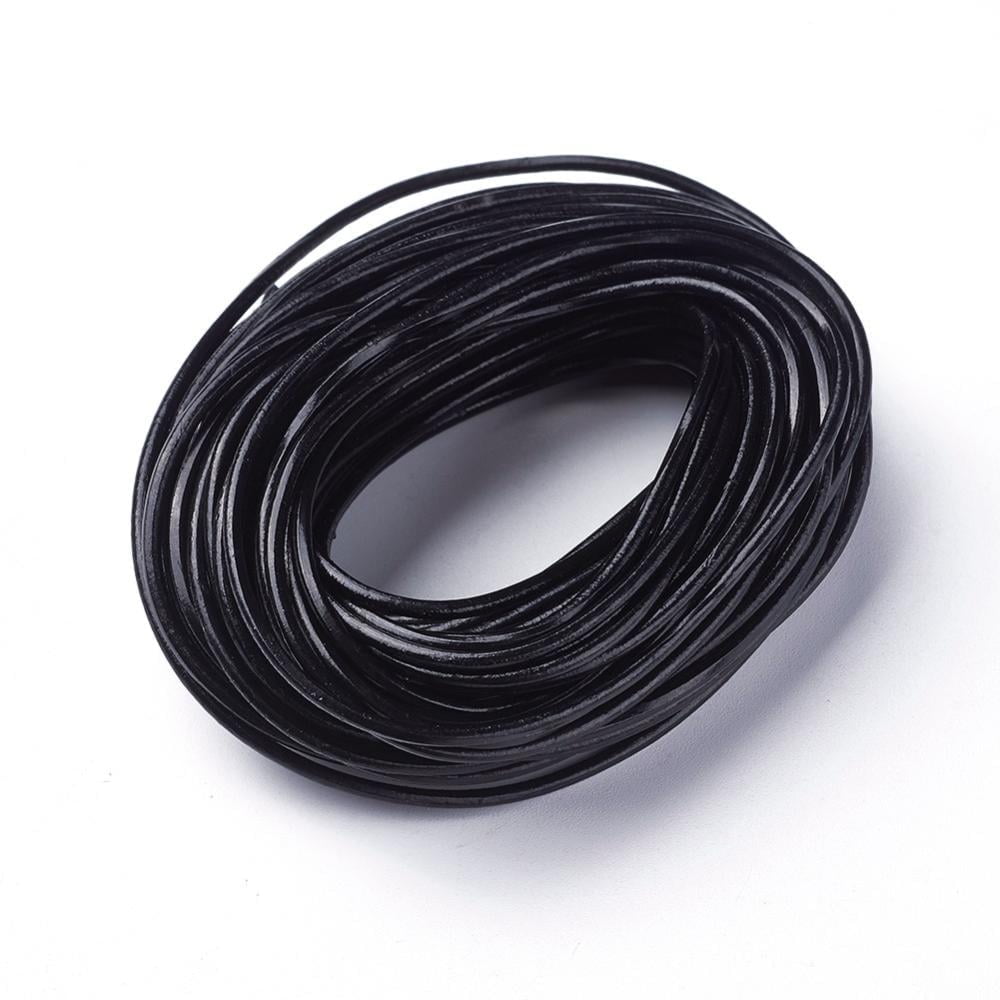 10m Cowhide Leather Cord Leather Jewelry Cord Round Dyed Black Size ...