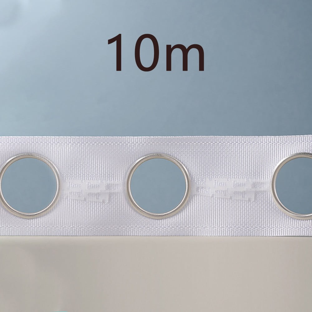 10m Curtain Heading Tape with Eyelet Rings Drapery Grommet Tape for ...