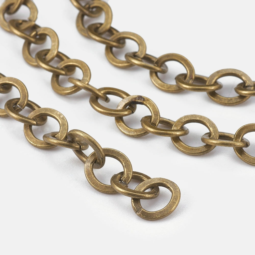 10m Iron Cable Chains Unwelded Flat Oval Bronze 8x7x1mm - Walmart.com