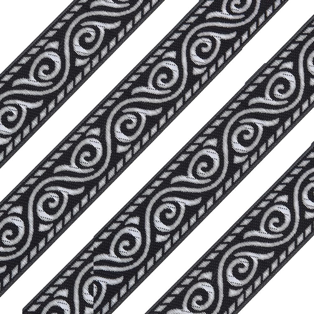 10m Long Black Floral Pattern Embroidery Ribbon 3.3cm Wide Ethnic Style ...