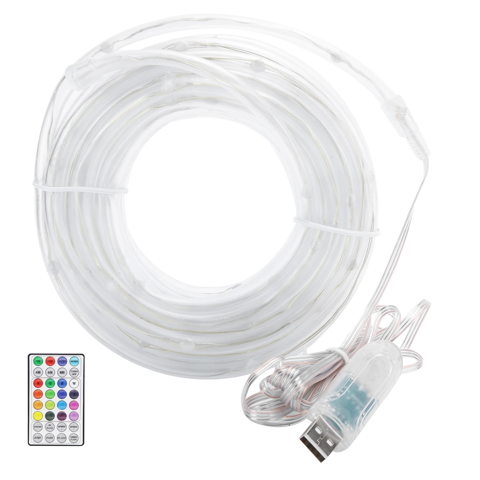 10m RGB Waterproof LED Rope Light with USB Remote, Colorful String for ...