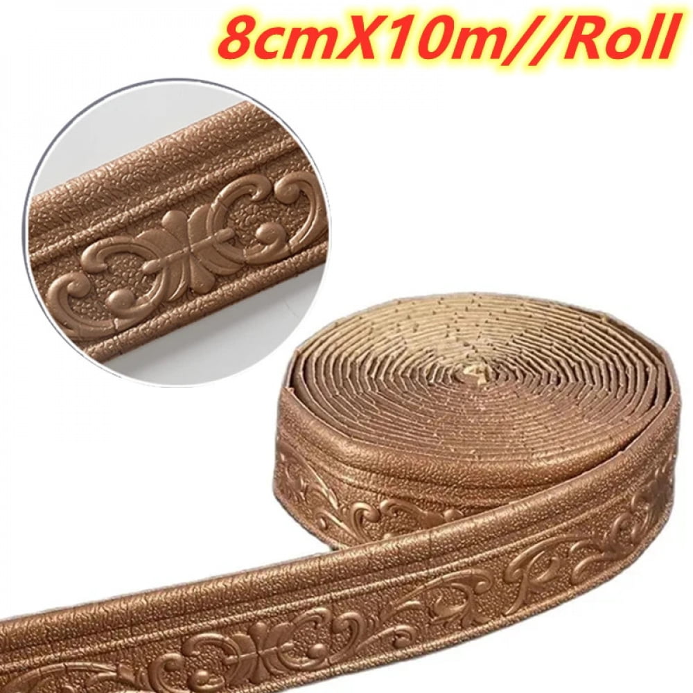 10m/Roll 3D Wall Trim Line Skirting Border Self Adhesive Waterproof ...