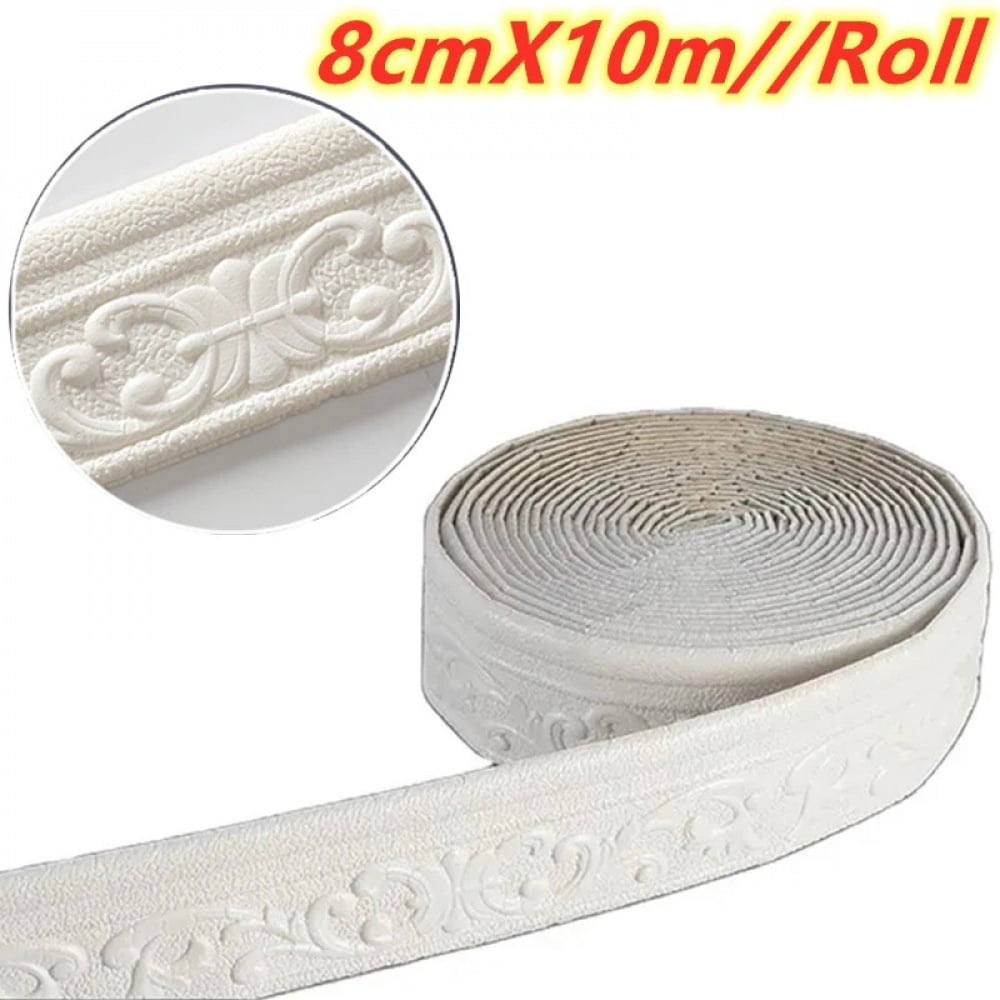 10m/Roll 3D Wall Trim Line Skirting Border Self Adhesive Waterproof ...