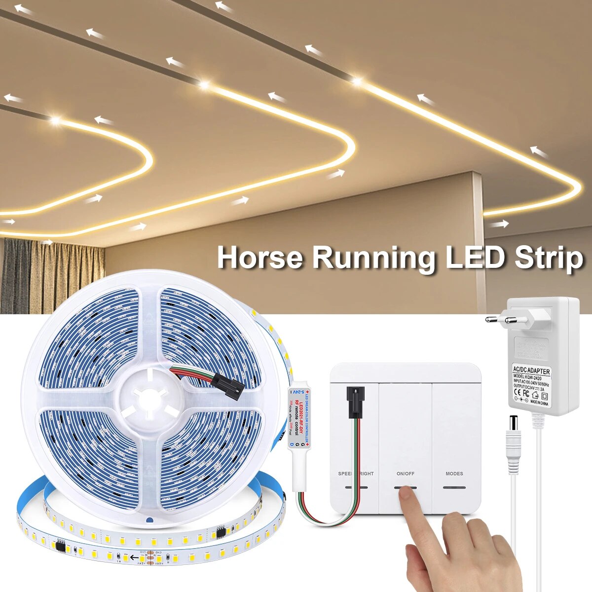 10m/Roll Horse Running Race LED Strip Light 24V 120Leds/M Running Water ...