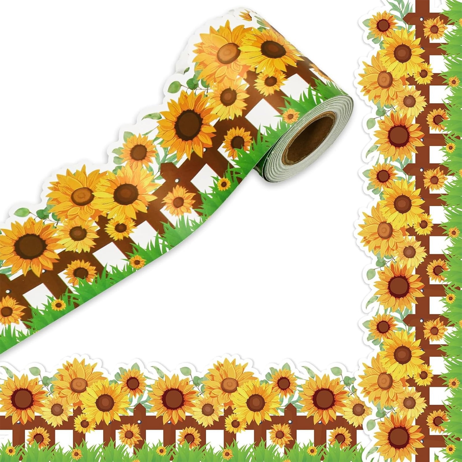 10m Sunflowers Classroom Borders Back-to-School Bulletin Board Trim ...