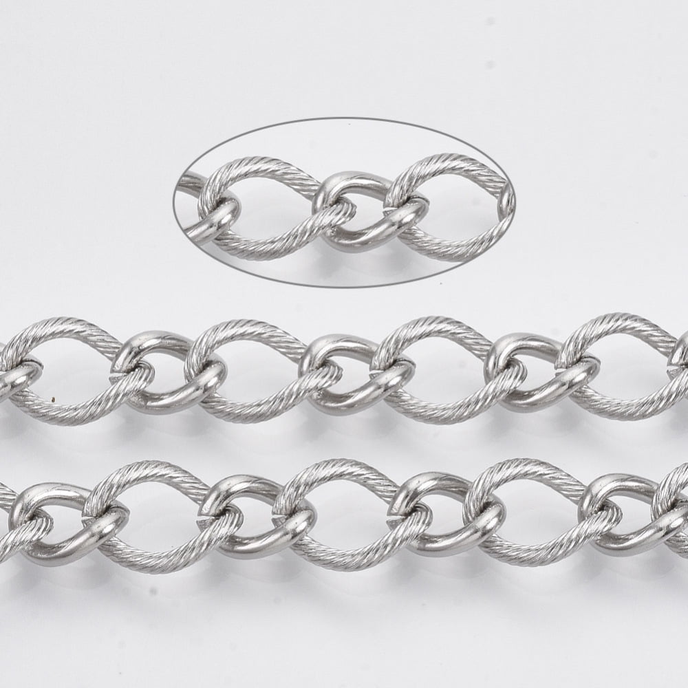 10m Tarnish Resistant 304 Stainless Steel Curb Chains Twisted Chains ...