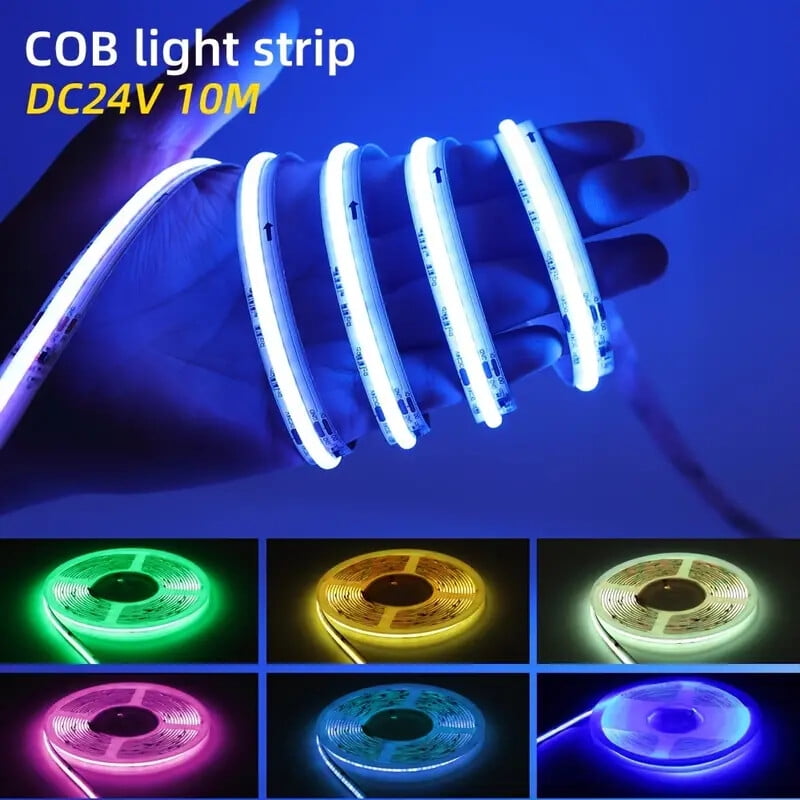 10m/roll RGB COB LED Strip Lights Kit WIFI APP Control 576LEDs/m High ...