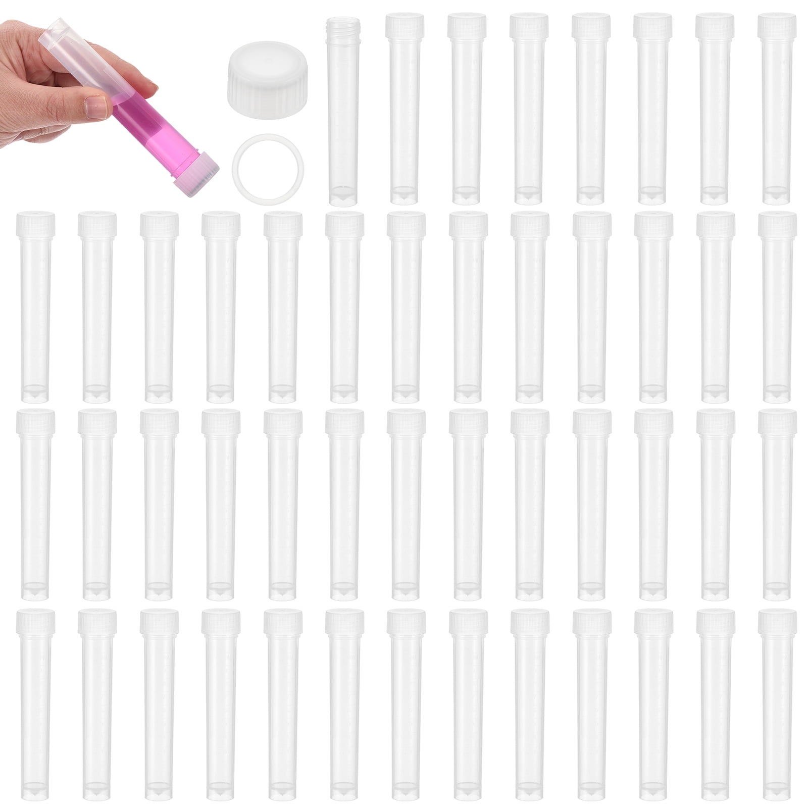 10mL Plastic Test Tubes 48Pcs Frozen Test Tube Graduated Vial Container ...