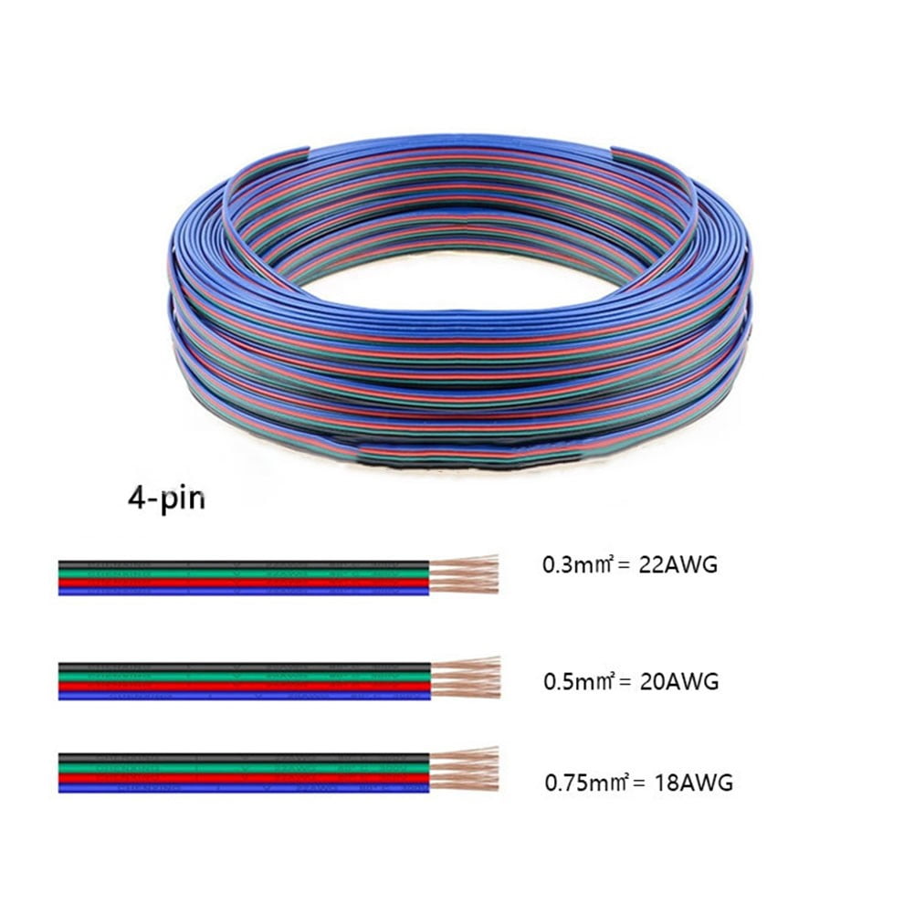 10meter Extension Cable 4 Pin Wire Cord, Hookup Electrical 4 Color Wire ...