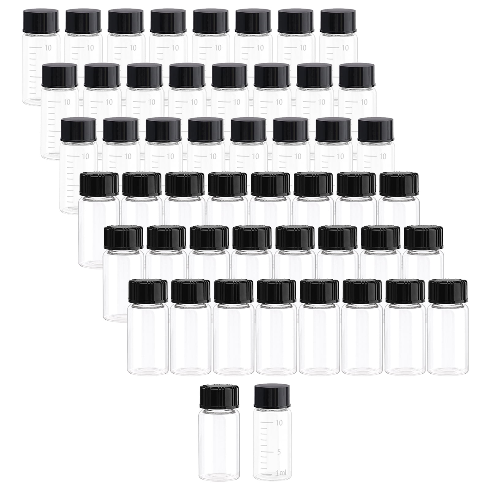 10ml Clear Glass Bottles Vial with Scale (25pcs) Clear Liquid Sampling ...