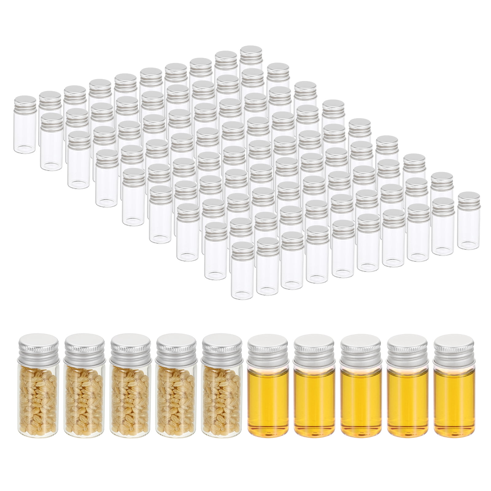 10ml Clear Glass Vials, 100 Pack Small Liquid Sample Vial with Screw ...