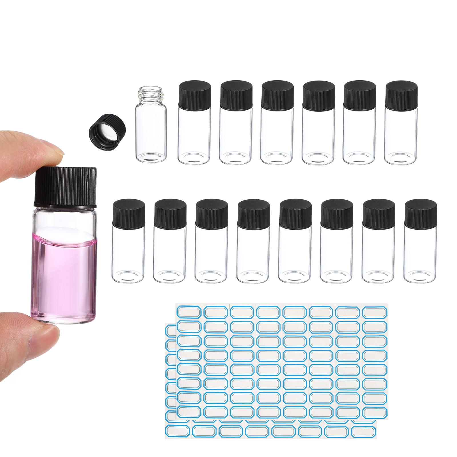 10ml Clear Glass Vials, 15 Pack Sample Vials with Screw Cap Reagent ...