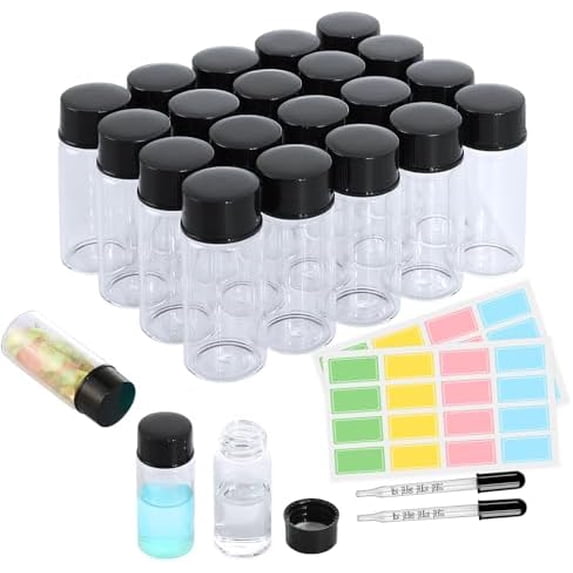 10ml Clear Glass Vials 20 count Sample Vials with Screw Caps Small ...