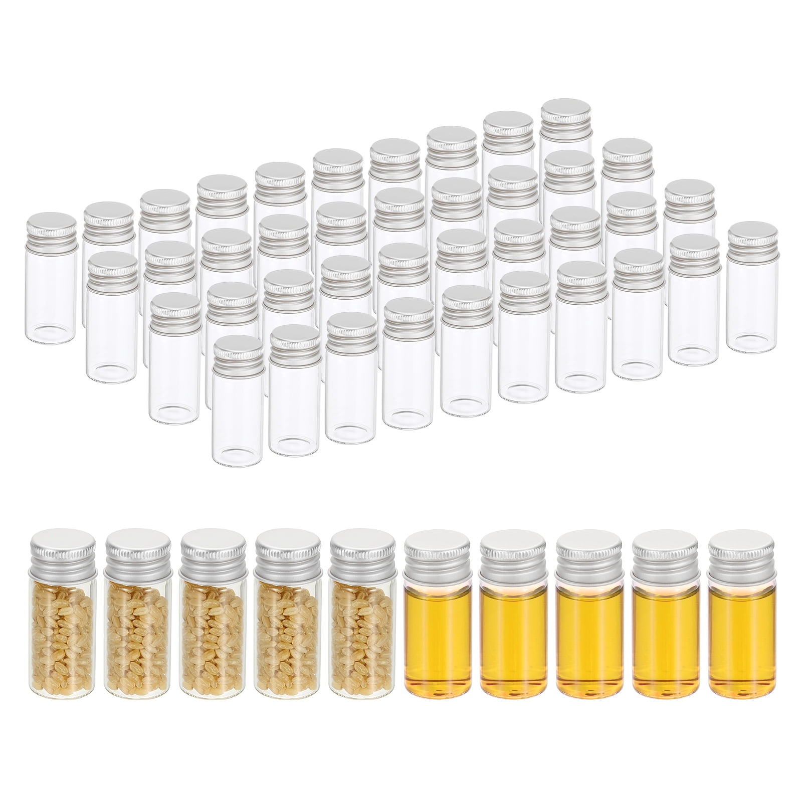 10ml Clear Glass Vials, 50 Pack Small Liquid Sample Vial with Screw Caps Leak-Proof Bottles ...