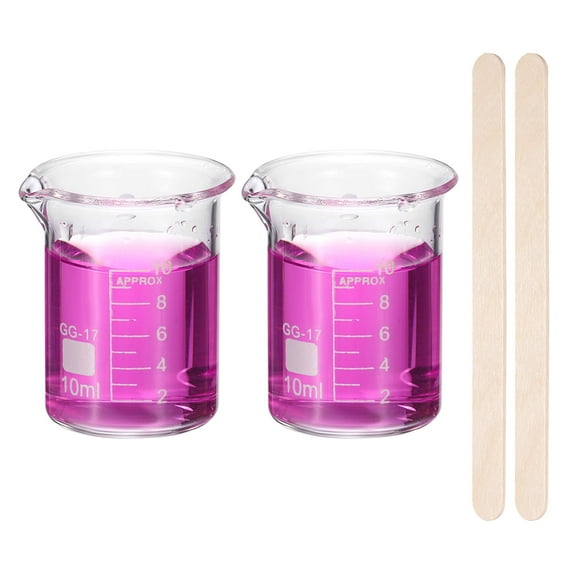 10ml Glass Beaker, 2 Pack Measuring Glass Beaker Graduated Borosilicate ...