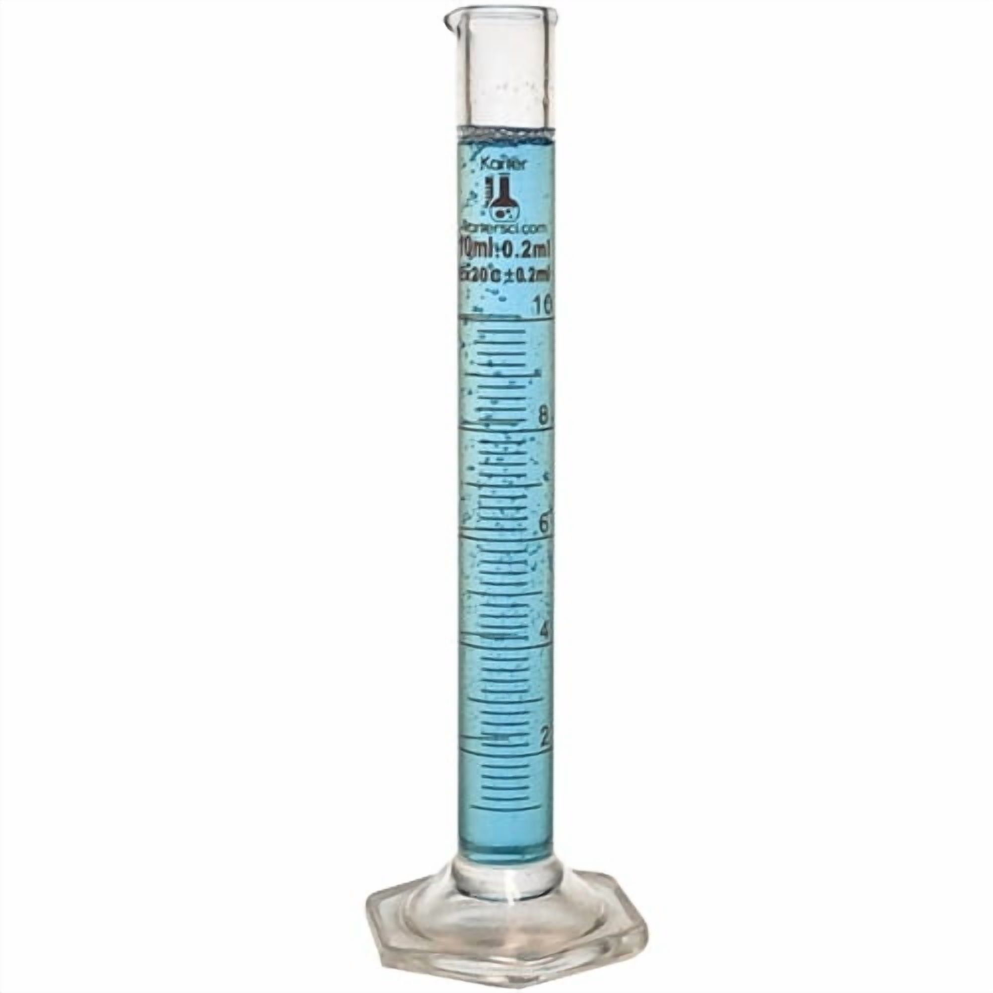 10ml, Graduated Cylinder, Borosilicate 3.3 Glass, Single Metric Scale ...
