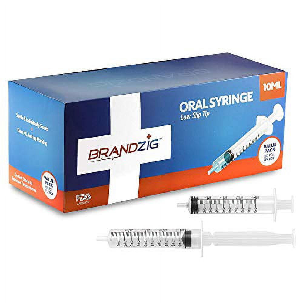 10ml Oral Syringes - 100 Pack â€“ Luer Slip Tip, No Needle ...