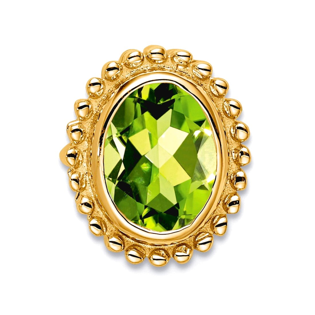 10mm 14k Solid Yellow Gold Oval Peridot Chain Slide Chain Necklace for ...