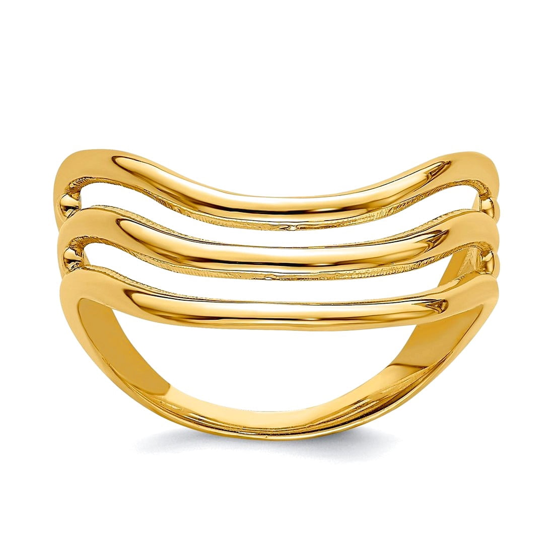 10mm 14k Solid Polished Gold Triple Wave Fashion Thumb Ring Size 9 Ring ...