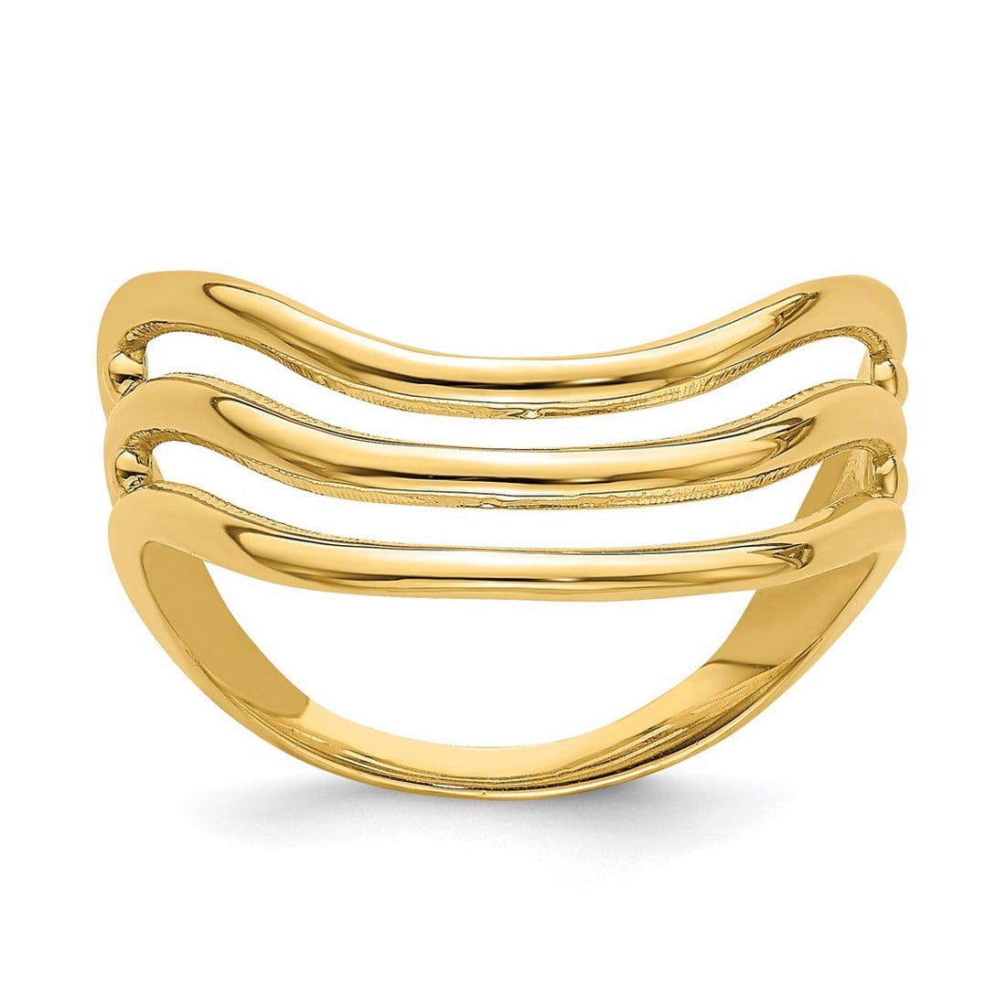 10mm 14k Solid Polished Gold Triple Wave Fashion Thumb Ring Size 9 - 2. ...