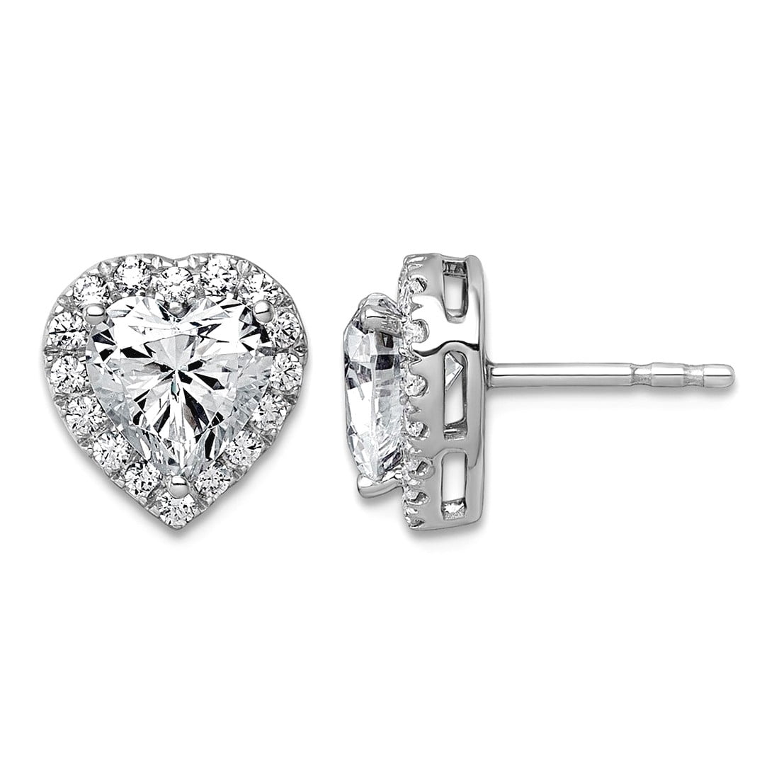 14k Solid White Gold 2 3/8ct Lab Grown Diamond VS+ F+ Love Heart Halo ...