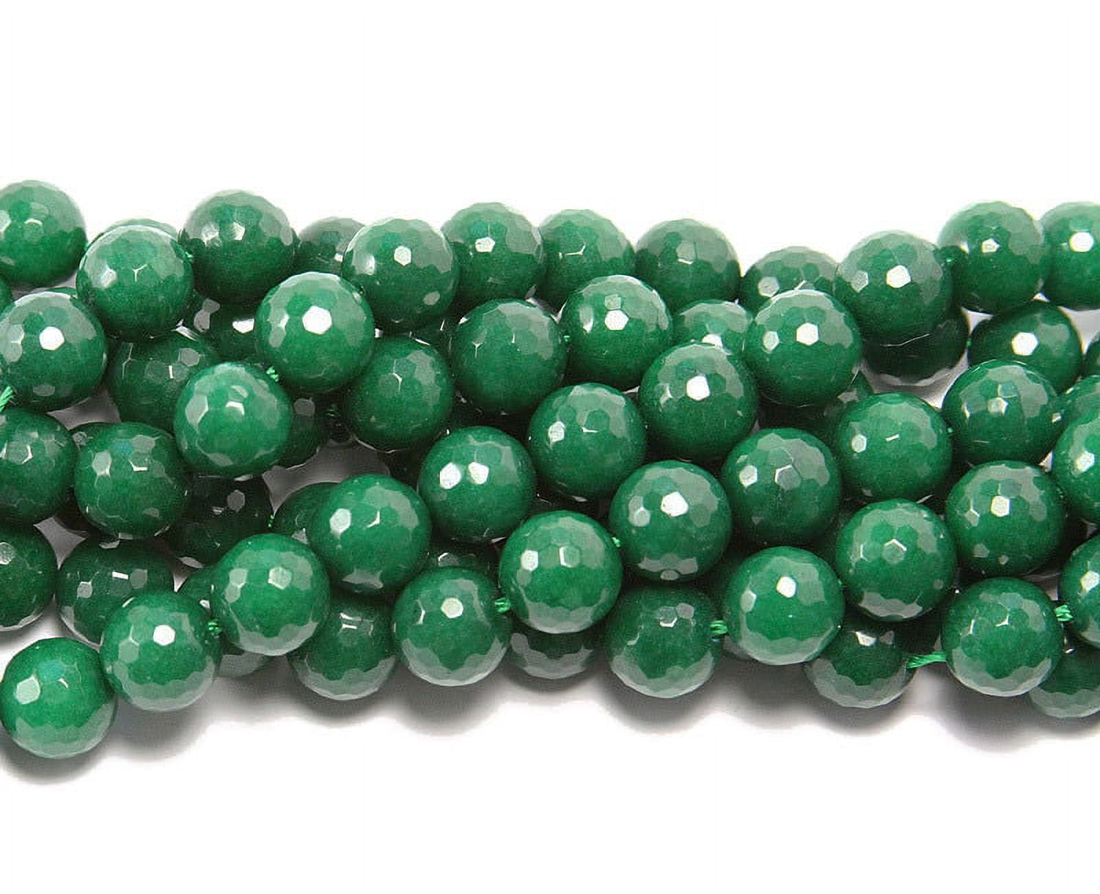 10mm 15.5 Inches Emerald Green Jade Faceted Round Beads Genuine ...