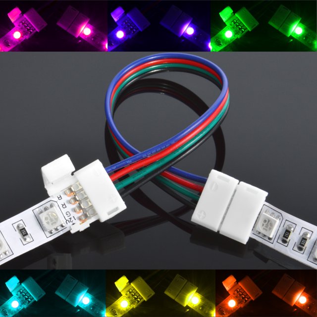 10mm 6-Inch 4-wire Solderless Flexible Coupler for 5050 RGB LED Strip ...