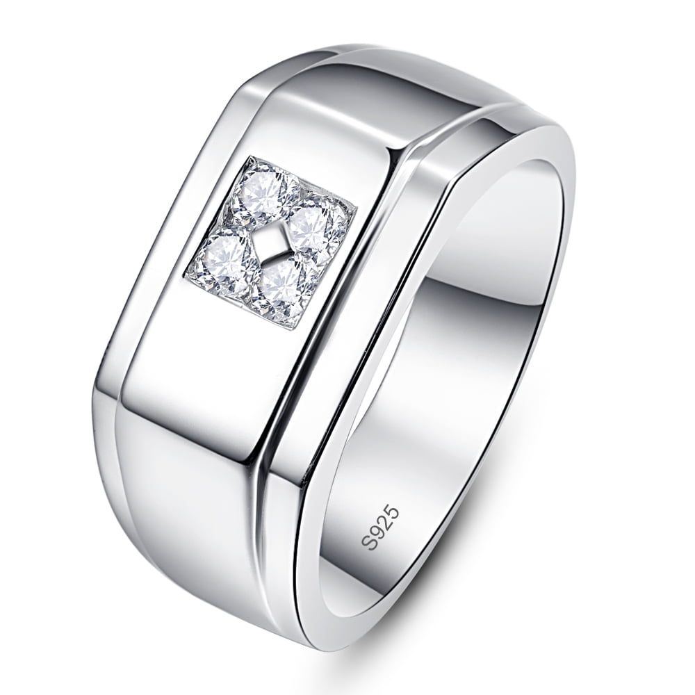 VAKKI 925 Sterling Silver Men's Wedding Band, 10mm Engagement Ring with ...