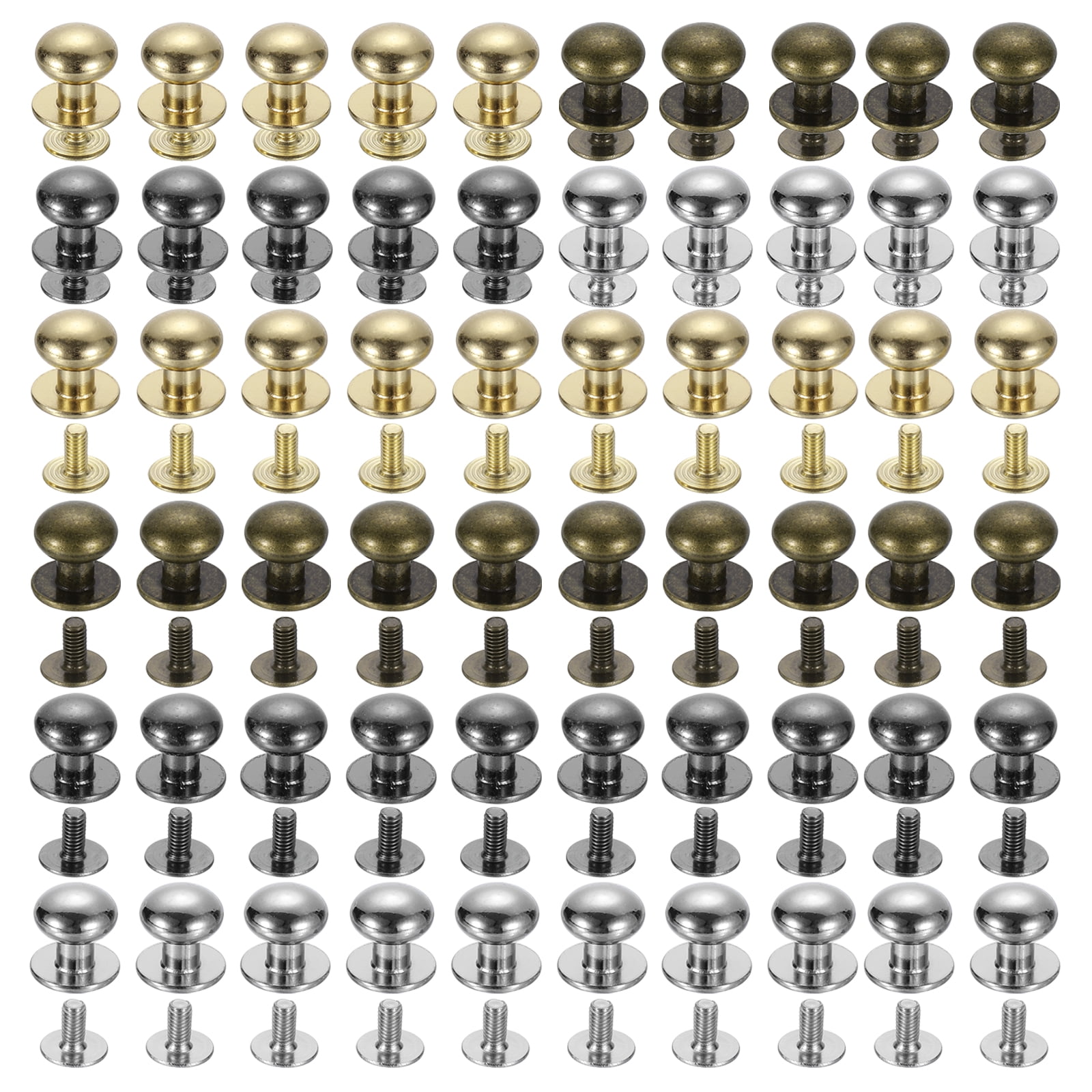 10mm Ball Head Stud Rivets Screw Back, 60Pack Button Nipple Rivet 4 ...