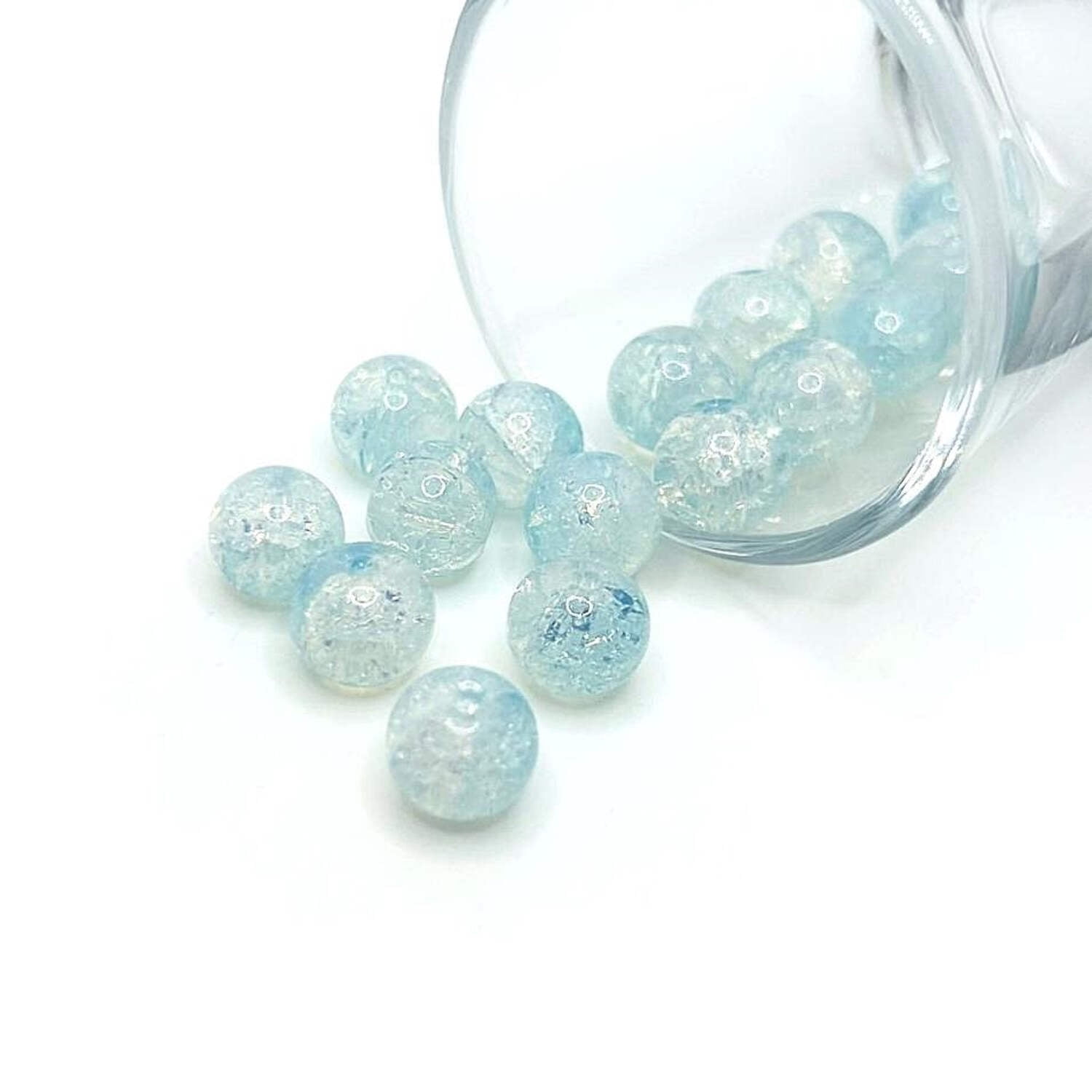 10mm Blue and Clear Crackle Glass Beads - Walmart.com