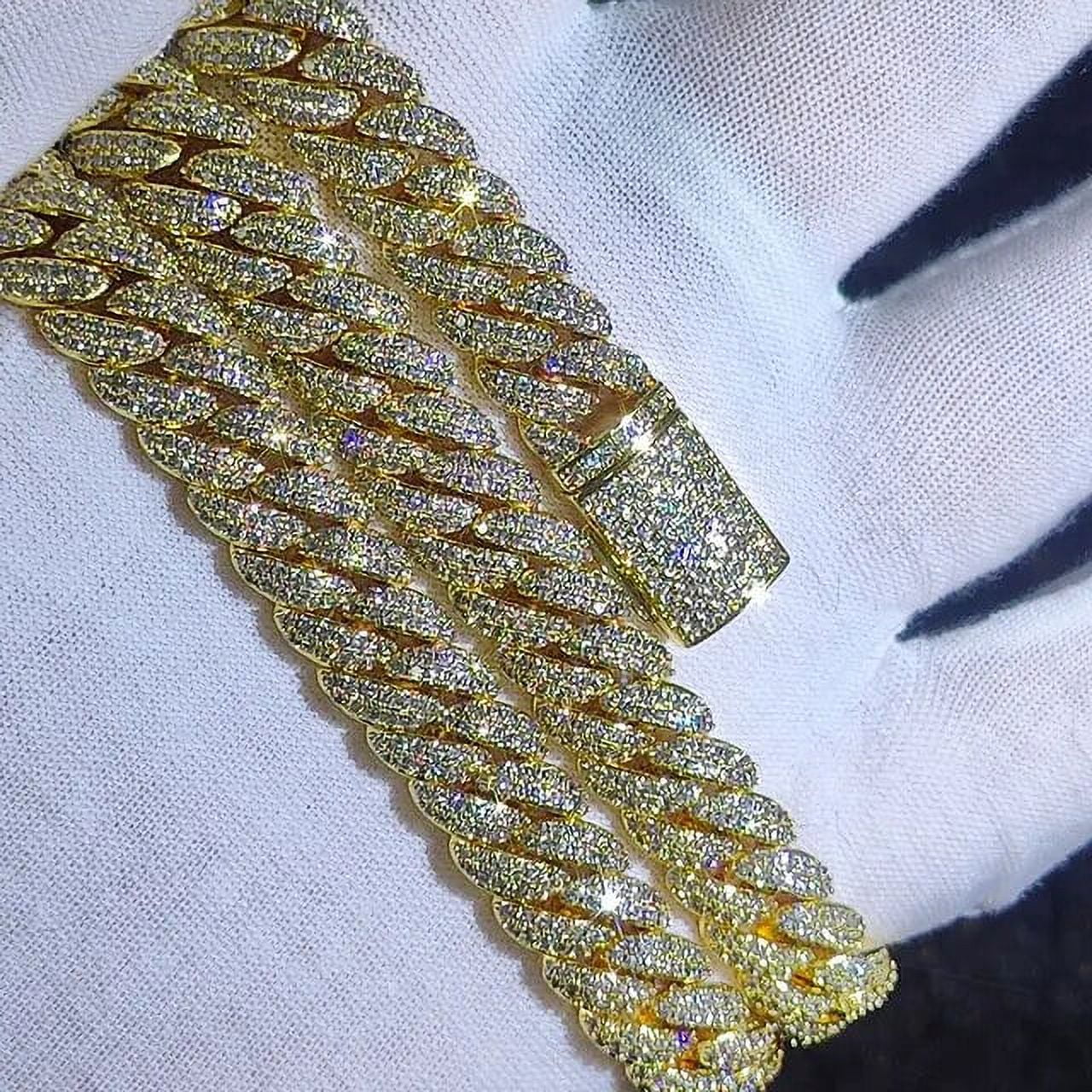 10mm CZ Stone cuban link chain Silver Gold Plated Iced Out Miami Cuban ...