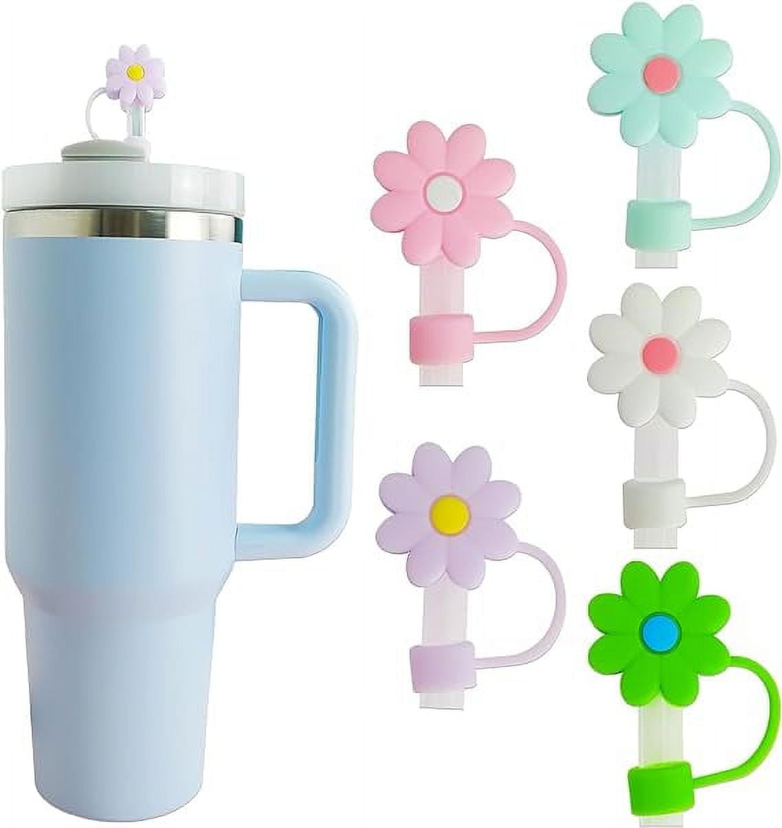 10mm Cute Flower Straw Toppers for Tumblers, Silicone Straw Covers Cap ...