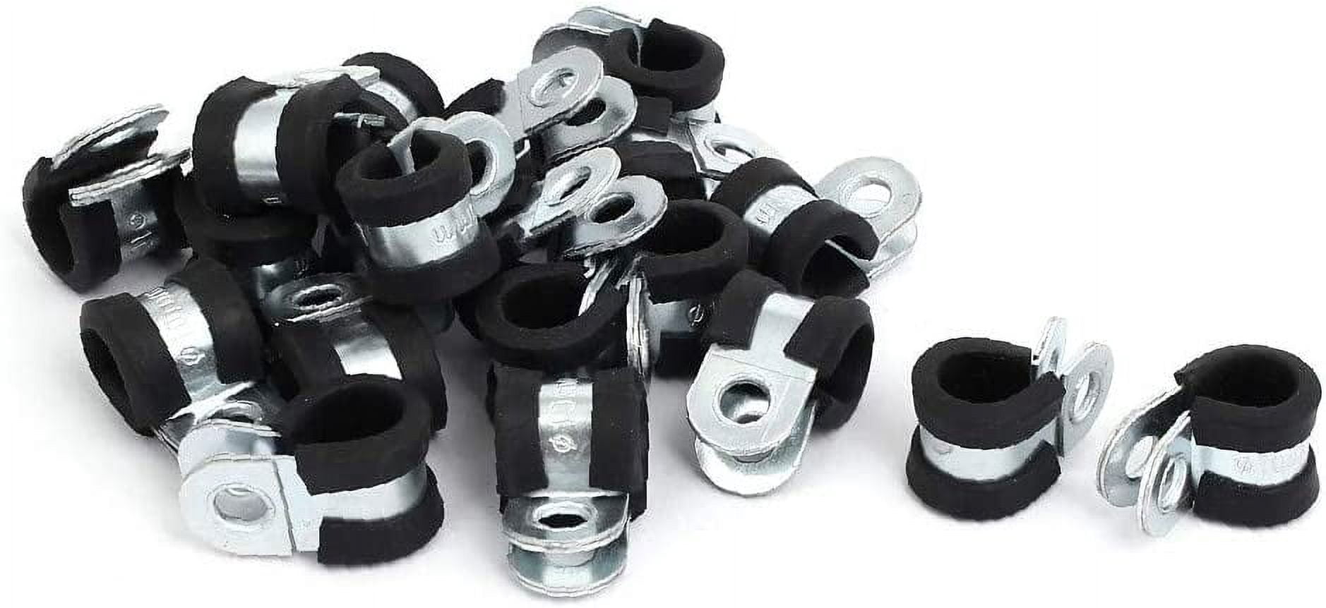 10mm Dia Rubber Lined R Shaped Zinc Plated Pipe Clip Cable Clamp 20pcs ...