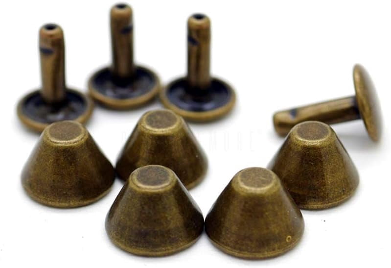 10mm Metal Flat Head Rivet Studs Purse Feet with 9mm Round Post Caps ...