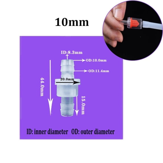 10mm Plastic White Check Valve Way Non-return Valve Oil Gas Water Air ...