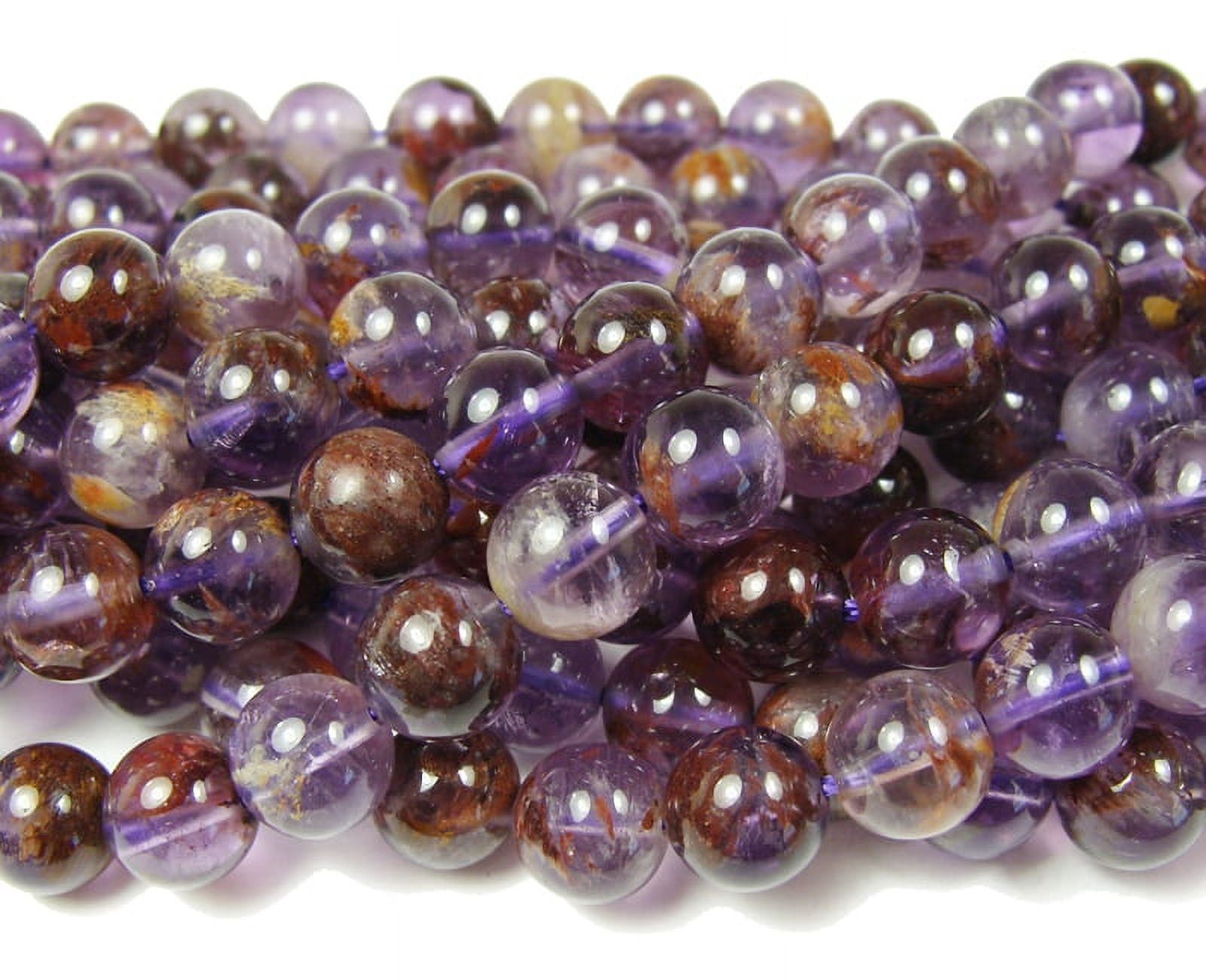 10mm Purple Phantom Crystal Round Beads Genuine Gemstone Natural ...