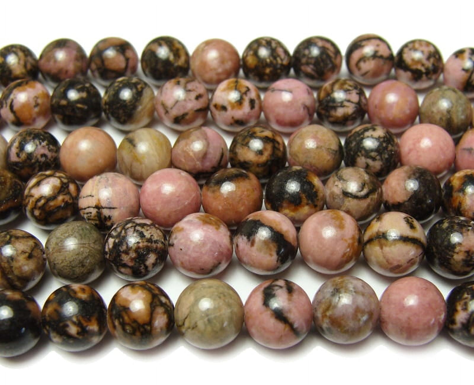 10mm Rhodonite With Matrix Smooth Round Beads Genuine Gemstone Natural ...