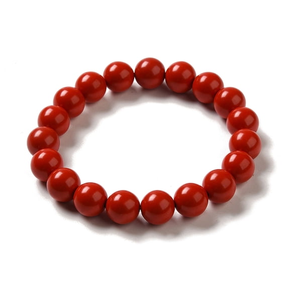 10mm Round Cinnabar Mala Beaded Stretch Bracelets Jewelry Red Inner ...