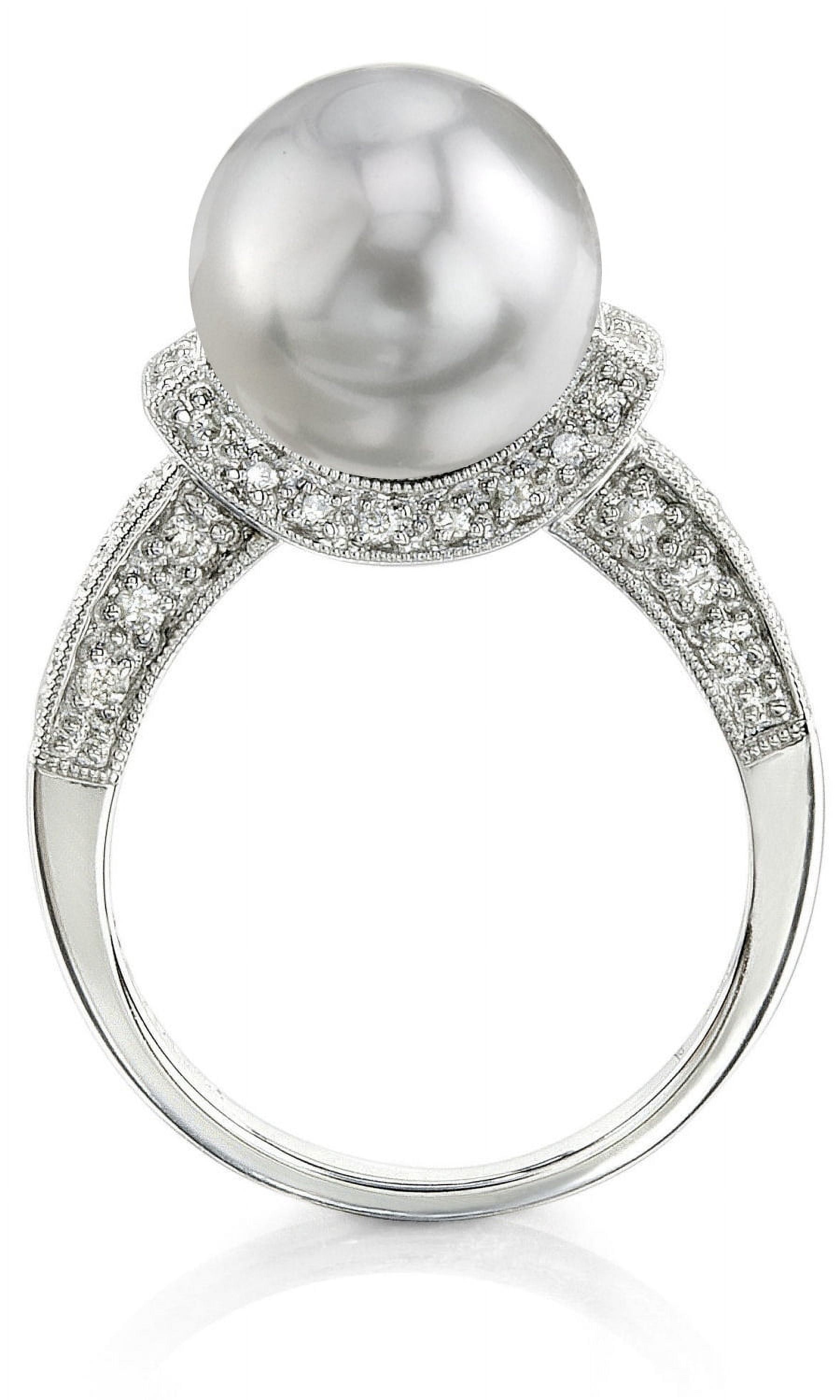 10mm South Sea Cultured Pearl Sparkling Jewel Pearl & Diamond Ring in ...