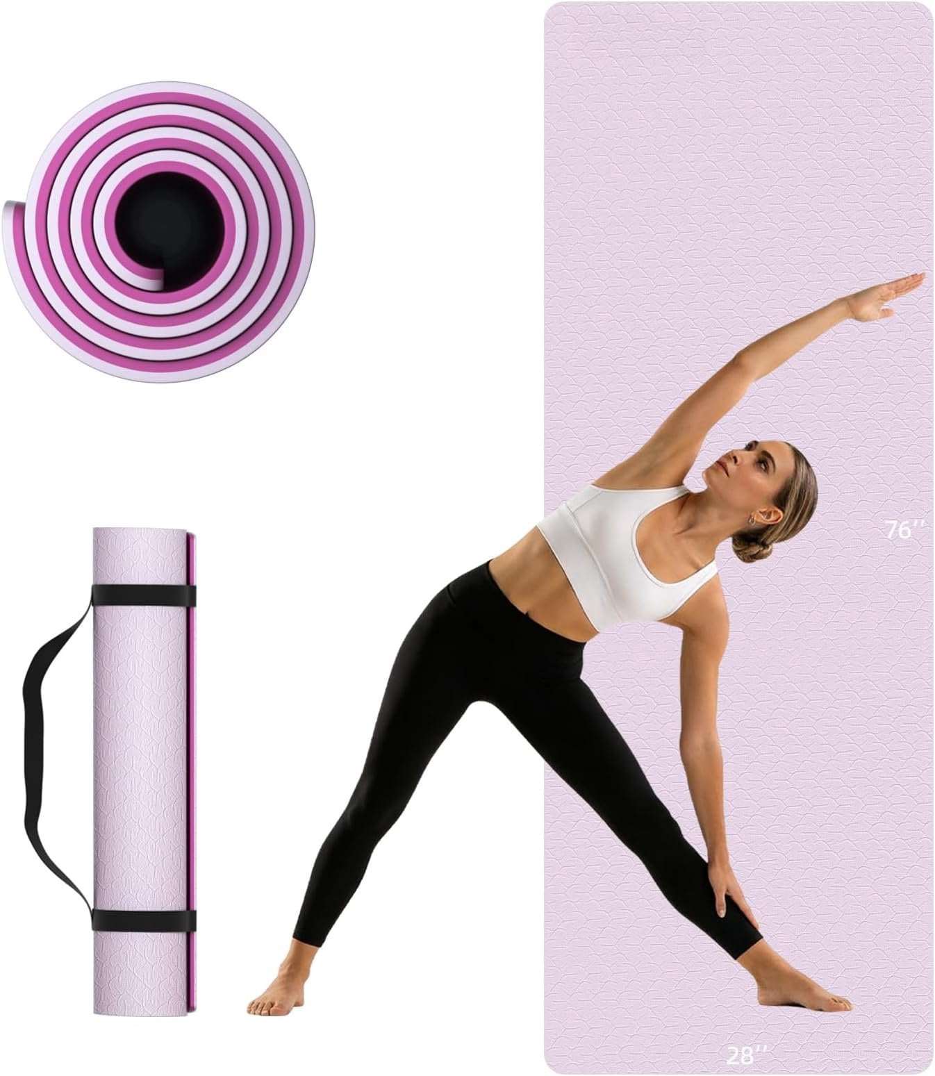 10mm Thick Yoga Mat for Tall Men & Women, Extra Long 76x28in Non Slip ...