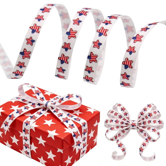 10mm Wide Independence Day Satin Ribbon – 10 Yards Red White Blue ...