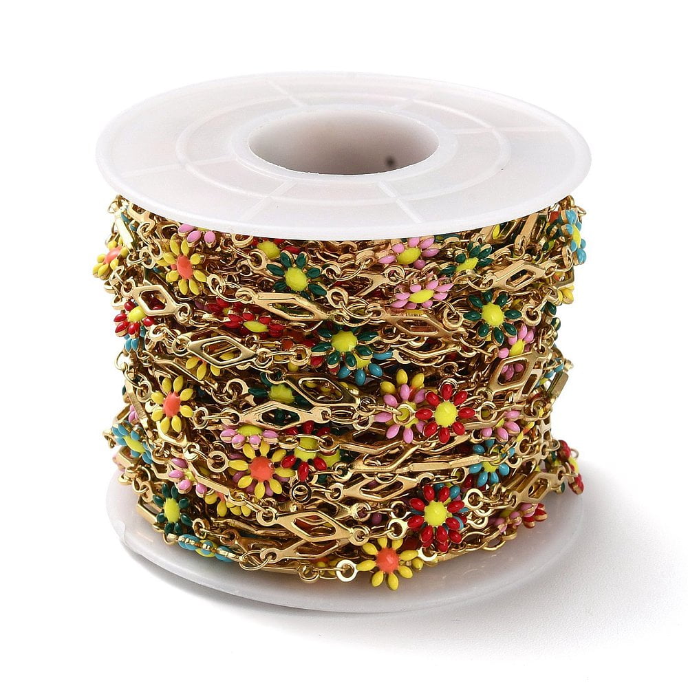 10ms Ion Plating(IP) Golden 304 Stainless Steel Flower & Rhombus Link ...