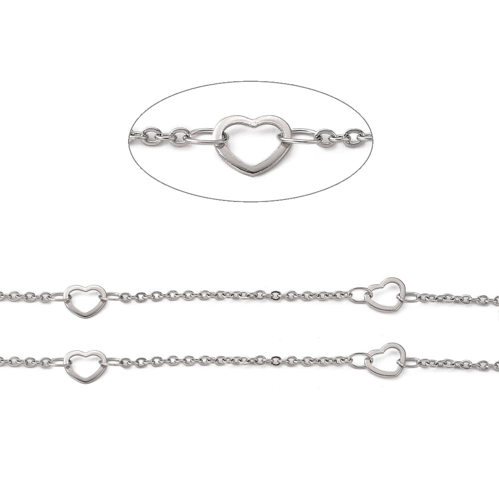 10ms Resistant 304 Stainless Steel Cable Chains Soldered with Heart ...